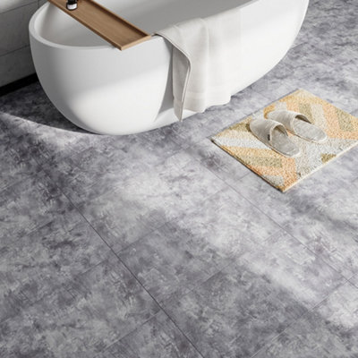 Marble effect Textured Click vinyl Click flooring with 2mm Underlay ...