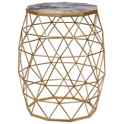 Marble Effect Wire Frame Side Table with Gold HALSEY