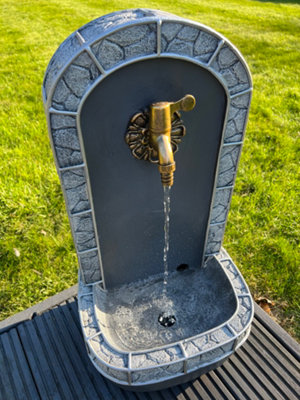 Marble Look Drinking Tap Water Feature with LED Lights - Solar Powered ...