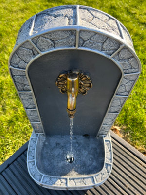 Marble Look Drinking Tap Water Feature with LED Lights - Solar Powered ...