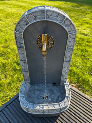 Marble Look Drinking Tap Water Feature with LED Lights - Solar Powered ...