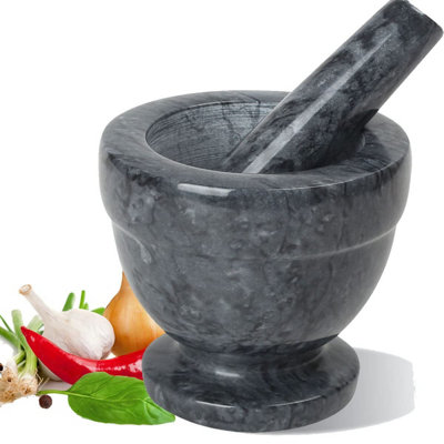 Marble Mortar Pestle for Herbs Spice Guacamole Garlic Kitchen Gadget Tool