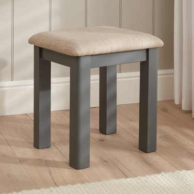 Marbury Slate Grey Painted Dressing Table Stool Upholstered Natural ...