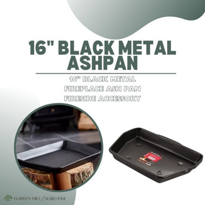 Marco Paul 11" Black Metal Ash Pan Fireside Fireplace Tray