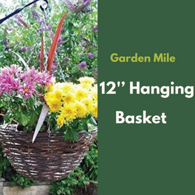 Marco Paul 12" Round Rattan Garden Hanging Basket