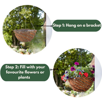 Buy Marco Paul 12in Pre Lined Hanging Flower Basket at B&Q