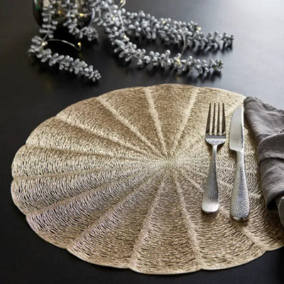 MARCO PAUL 12PC ROUND PLACEMENT & COASTER SET - GOLD