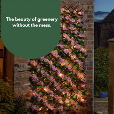 MARCO PAUL 180 X 60CM SOLAR POWERED LED PINK BLOSSOM TRELLIS