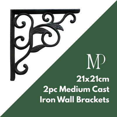 Marco Paul 21cm Metal Shelf Brackets Heavy Duty Decorative Floral ...