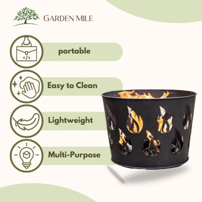 Marco Paul 32cm Laser Cut Portable Fire Pit - For Outdoors, Garden, BBQ ...