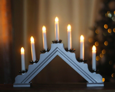 Marco Paul 7 Bulb Wooden Candle Bridge - Silver