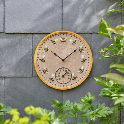 Marco Paul Bees Wall Garden Clock and Thermometer