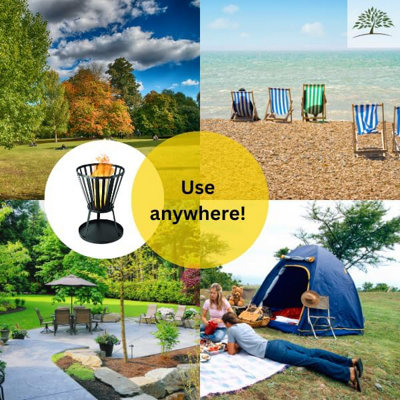 Marco Paul Black Steel Outdoor Fire Pit for Garden with Ash Tray