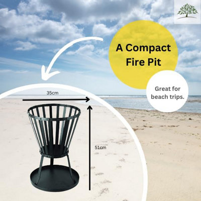 MARCO PAUL BLACK STEEL OUTDOOR FIRE PIT FOR GARDEN WITH ASH TRAY