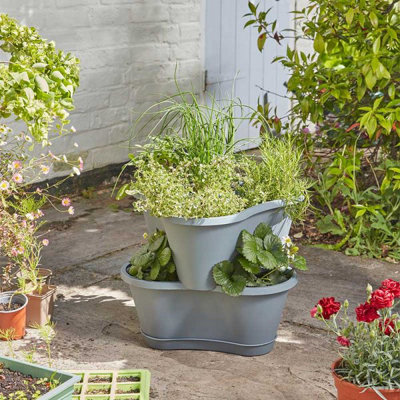 Marco Paul Grey 3pc Stackable Garden Planters