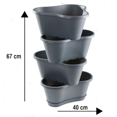 Marco Paul Grey 3pc Stackable Garden Planters