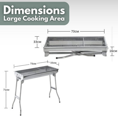 Marco Paul Half Barrel Stainless Steel Charcoal BBQ Grill Folding Portable