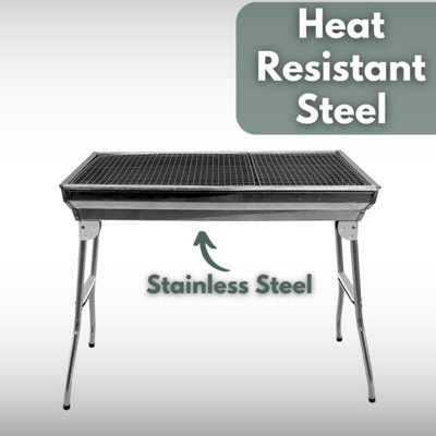 Marco Paul Half Barrel Stainless Steel Charcoal BBQ Grill Folding Portable