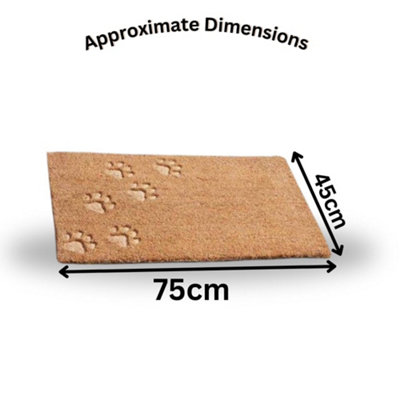 Marco Paul Large Coir Paw Print Non-Slip PVC Backing Doormat