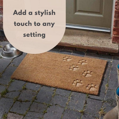 Marco Paul Large Coir Paw Print Non-Slip PVC Backing Doormat