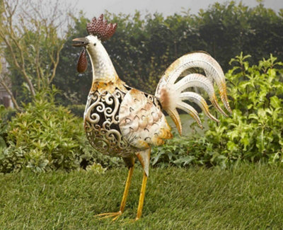 Marco Paul Large Solar Cockerel Garden Ornament Light Up Hen Statue ...