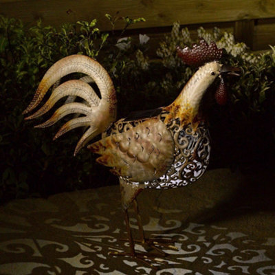 Marco Paul Large Solar Cockerel Garden Ornament Light Up Hen Statue ...