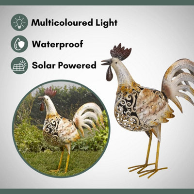 Marco Paul Large Solar Cockerel Garden Ornament Light Up Hen Statue ...