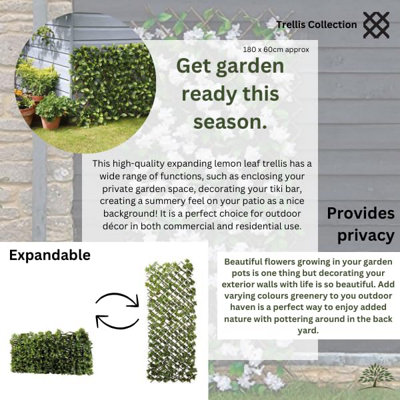 Marco Paul Lemon Leaf Topiary Trellis 180 x 60cm Artificial Leaf Trellis