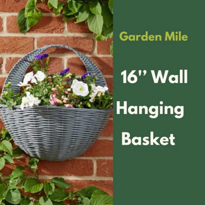 Marco Paul Slate Rattan Hanging Basket Outdoor Durable 16in