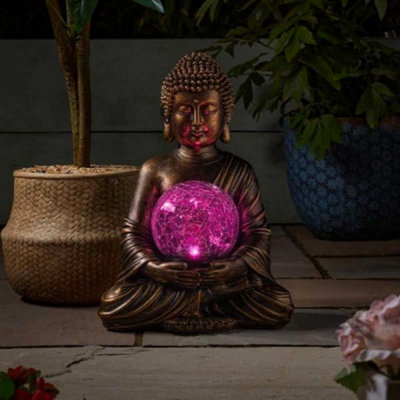 Marco Paul Solar Powered Colour Changing LED Lights Buddha Garden Ornament
