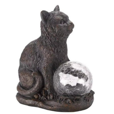 Marco Paul Solar Powered Garden Ornaments Outdoor Cat Statue With ...