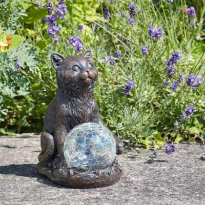 Marco Paul Solar Powered Garden Ornaments Outdoor Cat Statue With ...