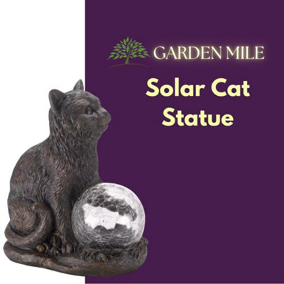 Marco Paul Solar Powered Garden Ornaments Outdoor Cat Statue With ...