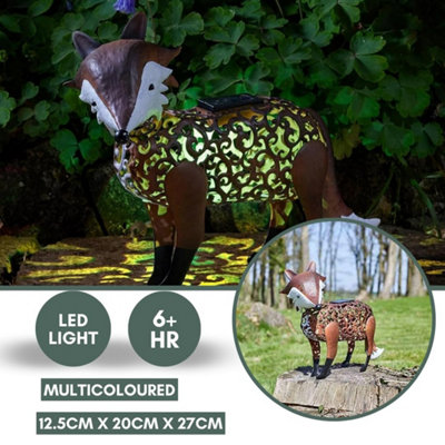 MARCO PAUL SOLAR POWERED LED FOX METAL SILHOUETTE GARDEN ANIMAL SCULPTURES