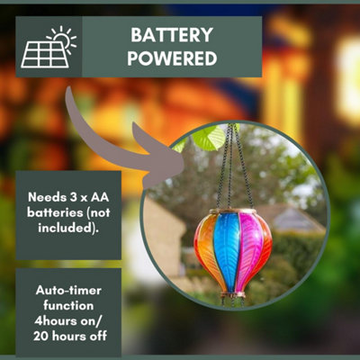Marco Paul Solar Powered LED Hot Air Balloon Hanging Lantern Decoration
