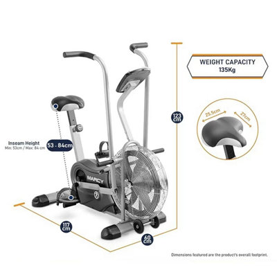 Marcy AIR-1 Deluxe Dual Action Fan Exercise Bike, LCD Display, Upper ...
