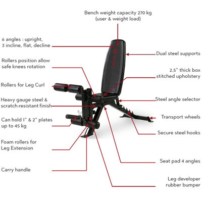 MARCY ECLIPSE UB9000 ADJUSTABLE WEIGHT UTILITY BENCH AND LEG DEVELOPER