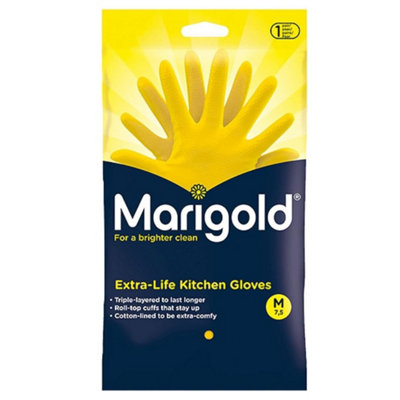 Marigold Kitchen Gloves Extra Life For A Brighter Clean Medium Size Pack of 3