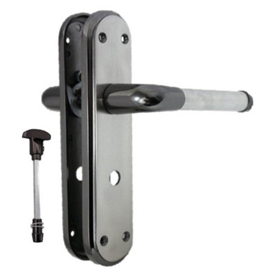 Marina Door Handle Two Tone Bathroom Lock Lever - Black Nickel and ...