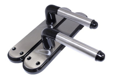 Marina Door Handle Two Tone Latch Lever - Black Nickel and Satin by ...