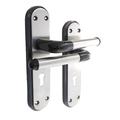Marina Door Handle Two Tone Lock Lever - Black Nickel and Satin by ...