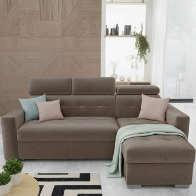 MARIO L Corner Sofa Bed Modern Design with DL Folding System Storage ...