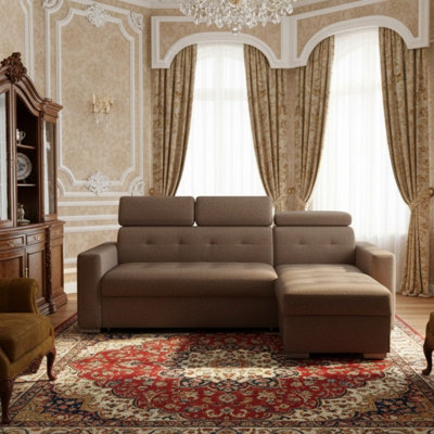 MARIO L Corner Sofa Bed Modern Design with DL Folding System Storage ...