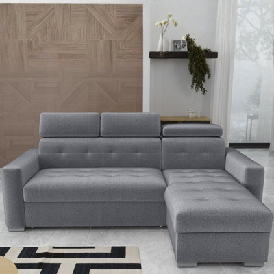 MARIO L Corner Sofa Bed Modern Design with DL Folding System Storage ...