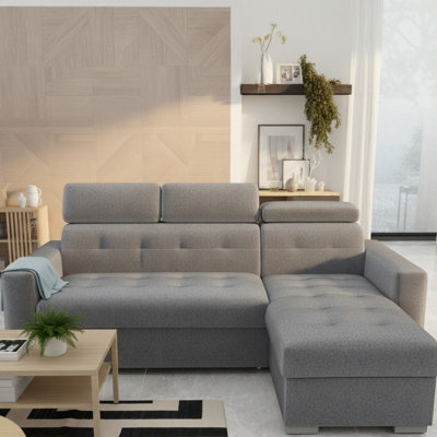 MARIO L Corner Sofa Bed Modern Design with DL Folding System Storage ...