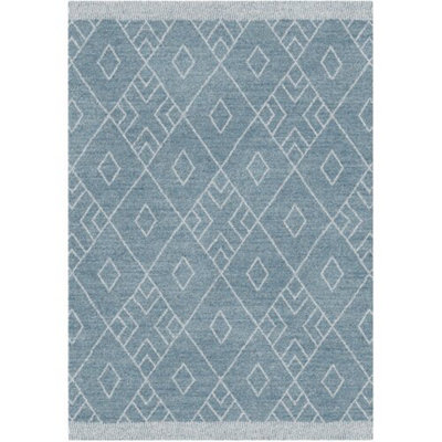 Marjan-Diamond/Rhombus Pattern Geometric Thick Soft Shaggy Rug,Blue ...
