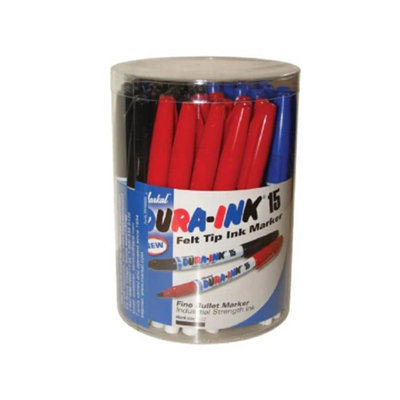 Markal Dura-Ink 15 Fine Tip Permanent Markers - Mixed Colors Tub of 48