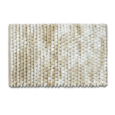 Marl Chunky Bobble Bath Mat Non Slip - Natural