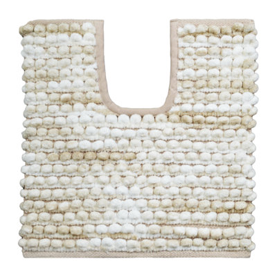 Marl Chunky Bobble Toilet Mat Non Slip - Natural