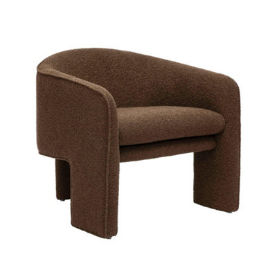 Marla Accent Chair - Boucle/Wood - L73.2 x W75.9 x H72.4 cm - Chocolate Brown